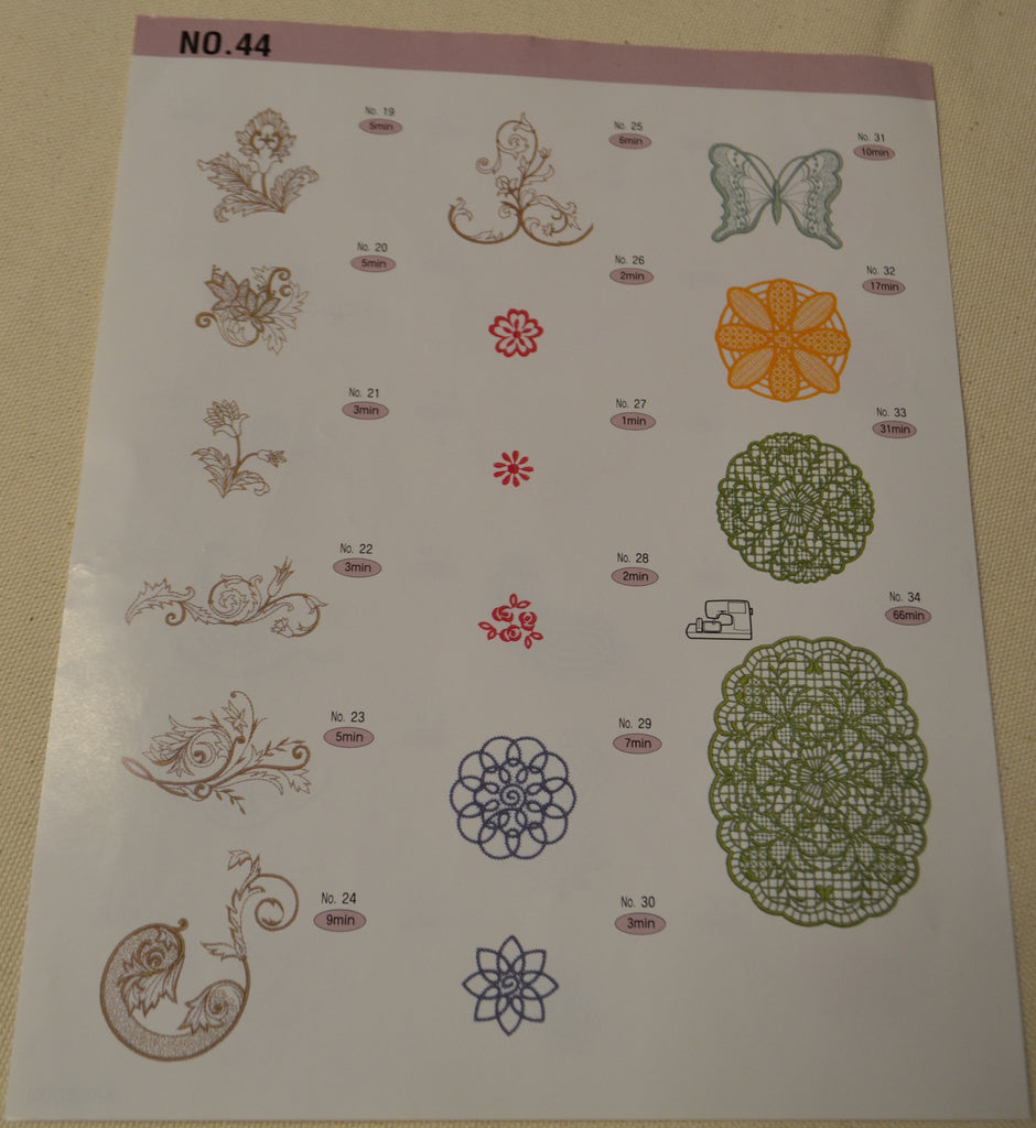 BROTHER Embroidery Design Card No. 44 Free Standing Lace – Beccles ...