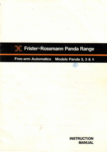 FRISTER + ROSSMANN PANDA MODELS 3, 5 & 6 INSTRUCTION MANUAL (printed ...